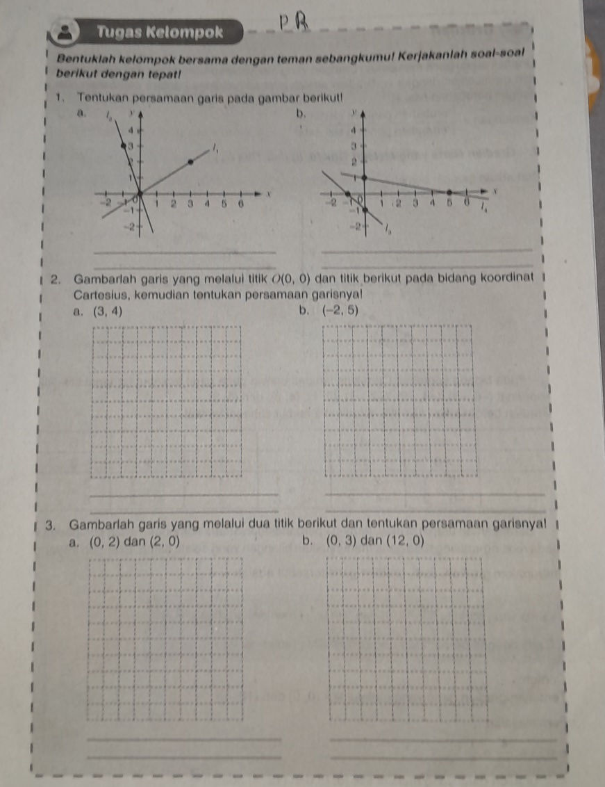 1. Tentukan persamaan garis pada gambar | StudyX