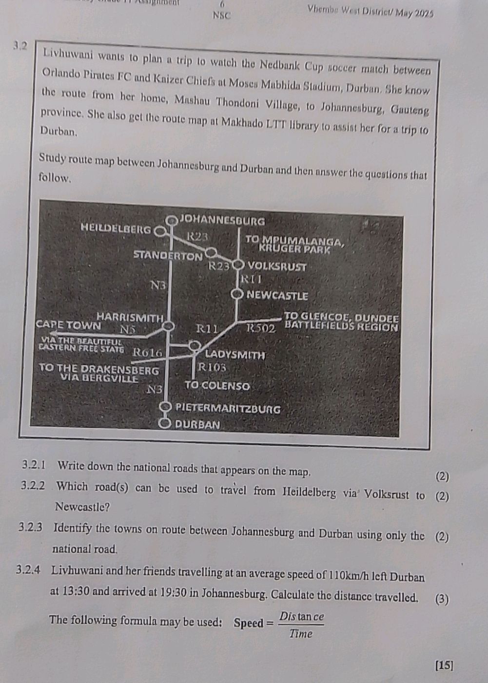 Study route map between Johannesburg and | StudyX