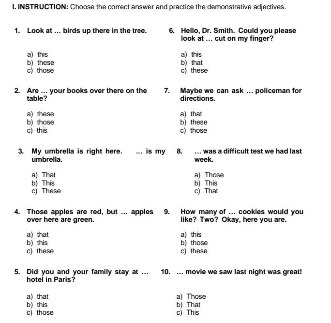 I. INSTRUCTION: Choose the correct answer | StudyX