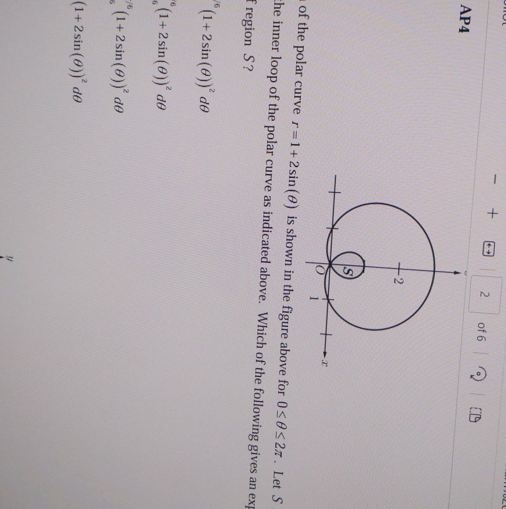 Let $S$ be the inner loop of the polar curve | StudyX