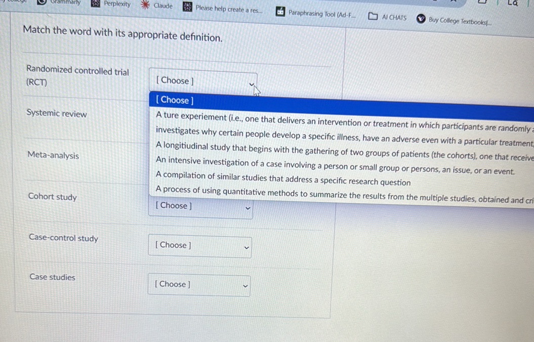 Match the word with its appropriate | StudyX