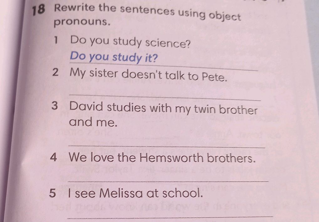 18 Rewrite the sentences using object | StudyX