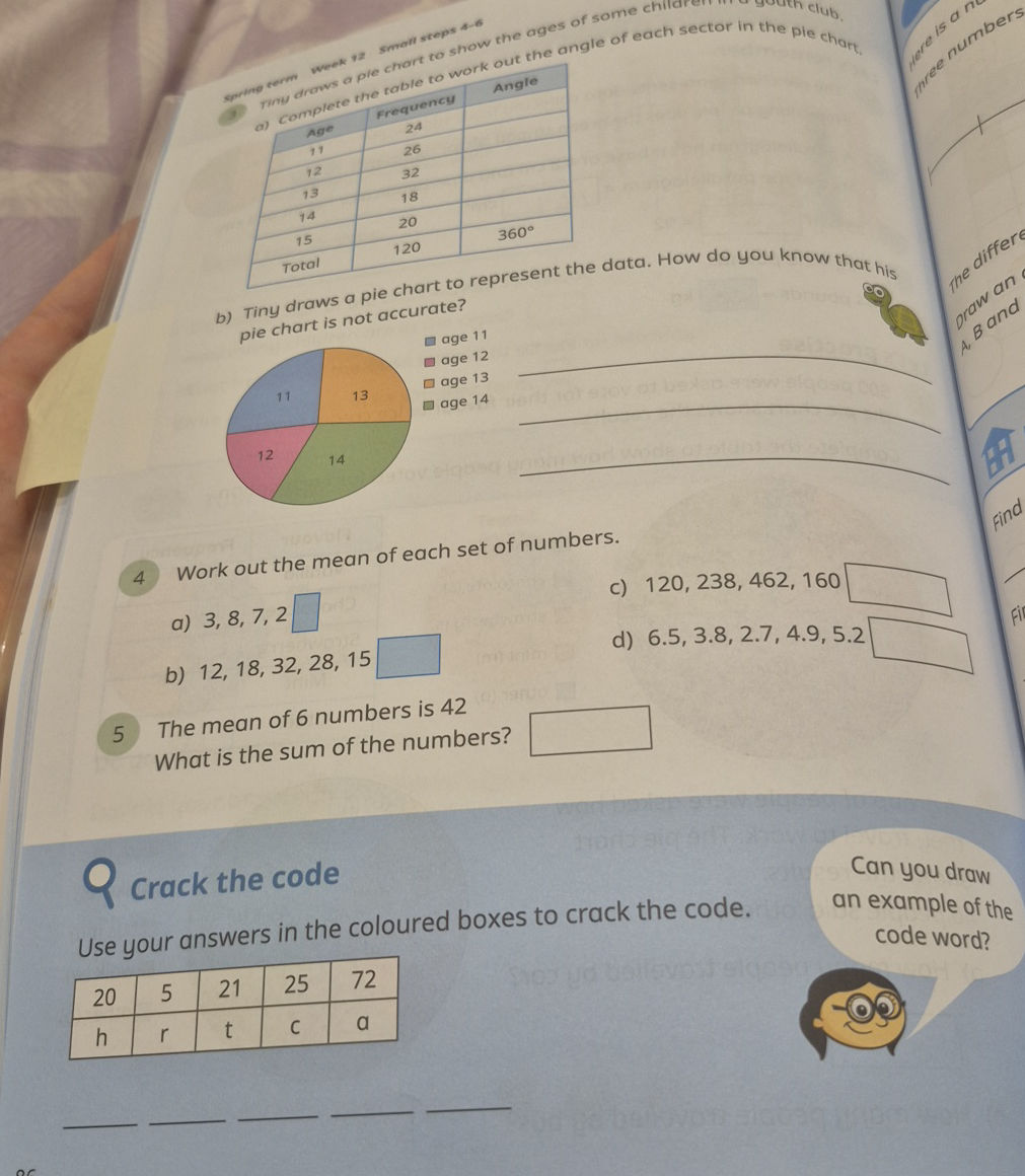 a) Complete the table to work out the angle | StudyX
