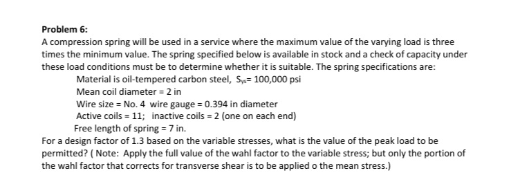 Problem 6: A compression spring will be | StudyX