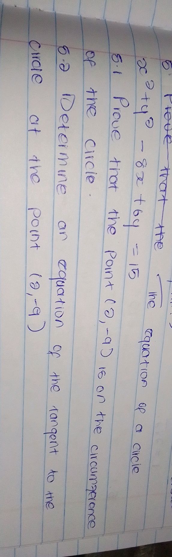 5. Prove that the equation of a circle | StudyX