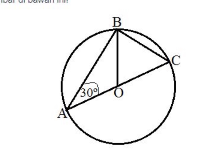 A circle with center O. Angle A is 30 | StudyX
