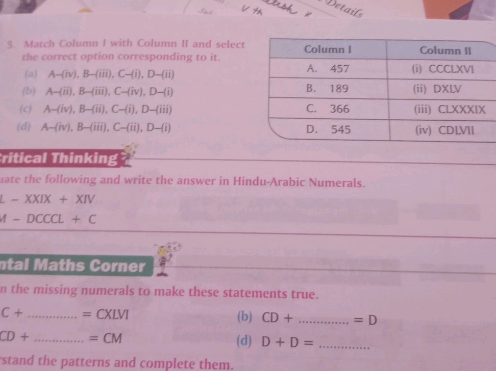 5. Match Column I with Column II and select | StudyX