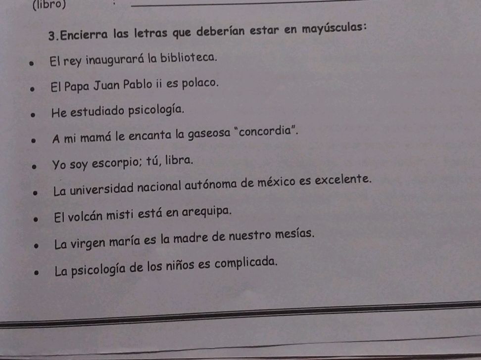 3. Encierra las letras que deberían estar en | StudyX