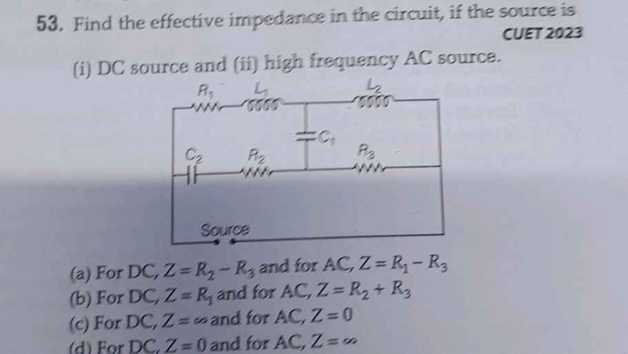 53. Find the effective impedance in the | StudyX