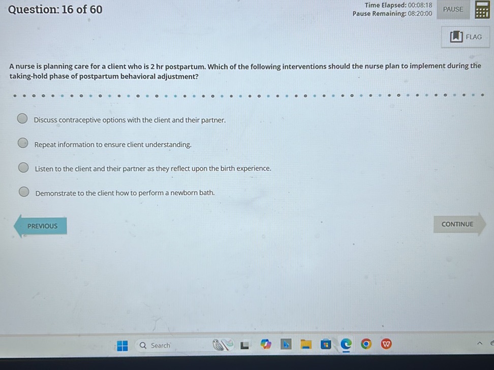 A nurse is planning care for a client who is