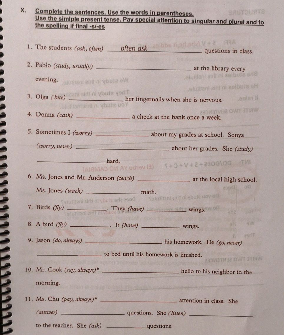 X. Complete the sentences. Use the words in | StudyX