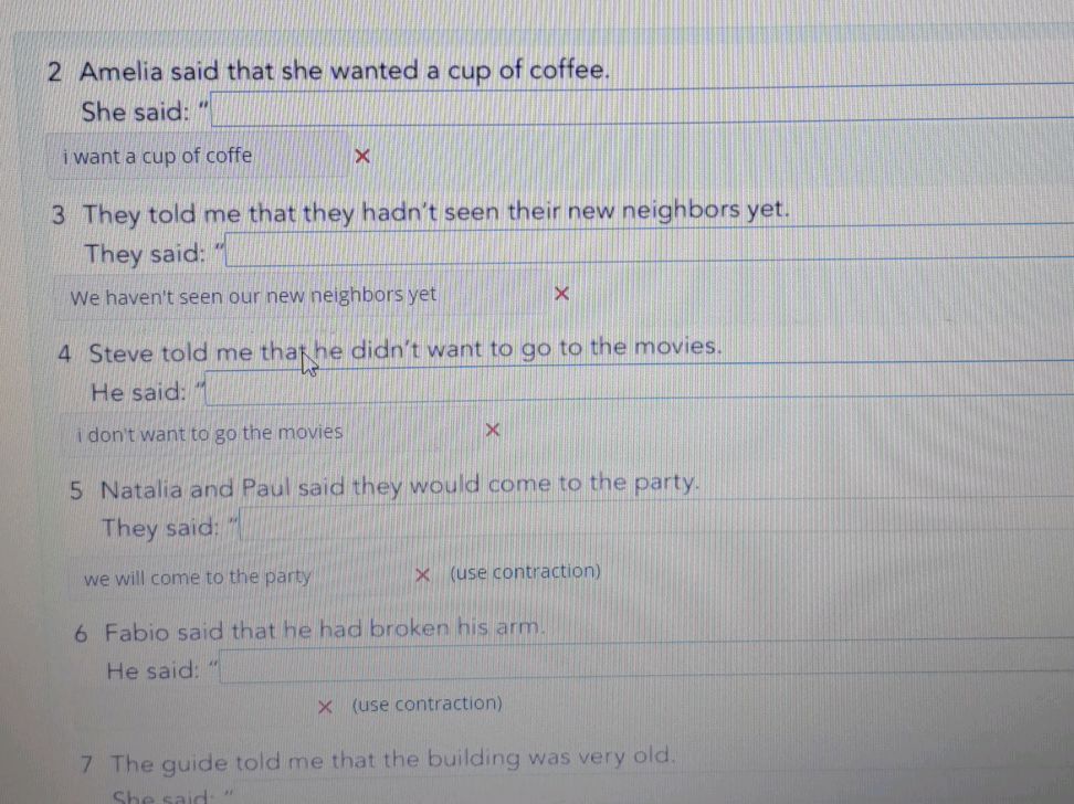 2 Amelia said that she wanted a cup of | StudyX