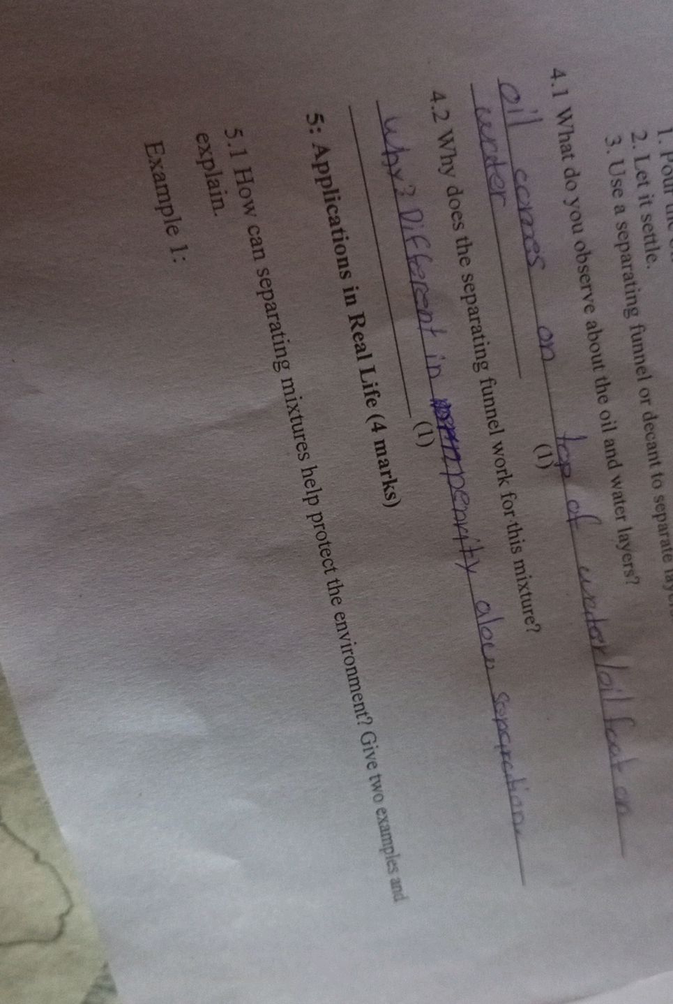4.1 What do you observe about the oil and