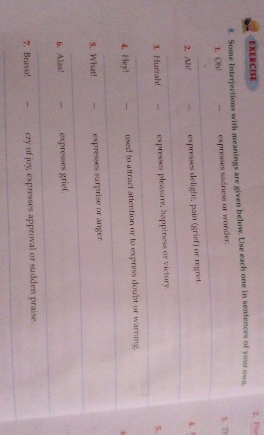 8. Some Interjections with meanings are | StudyX