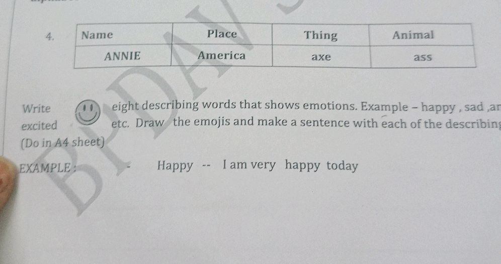 Write eight describing words that shows | StudyX