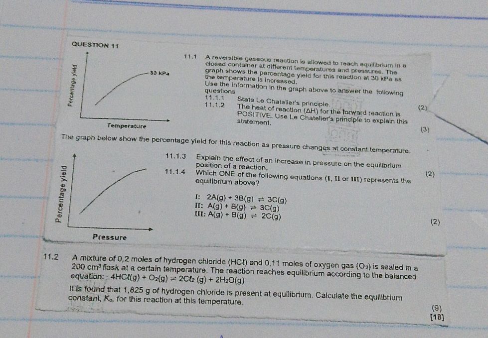 11.1 A reversible gaseous reaction is | StudyX