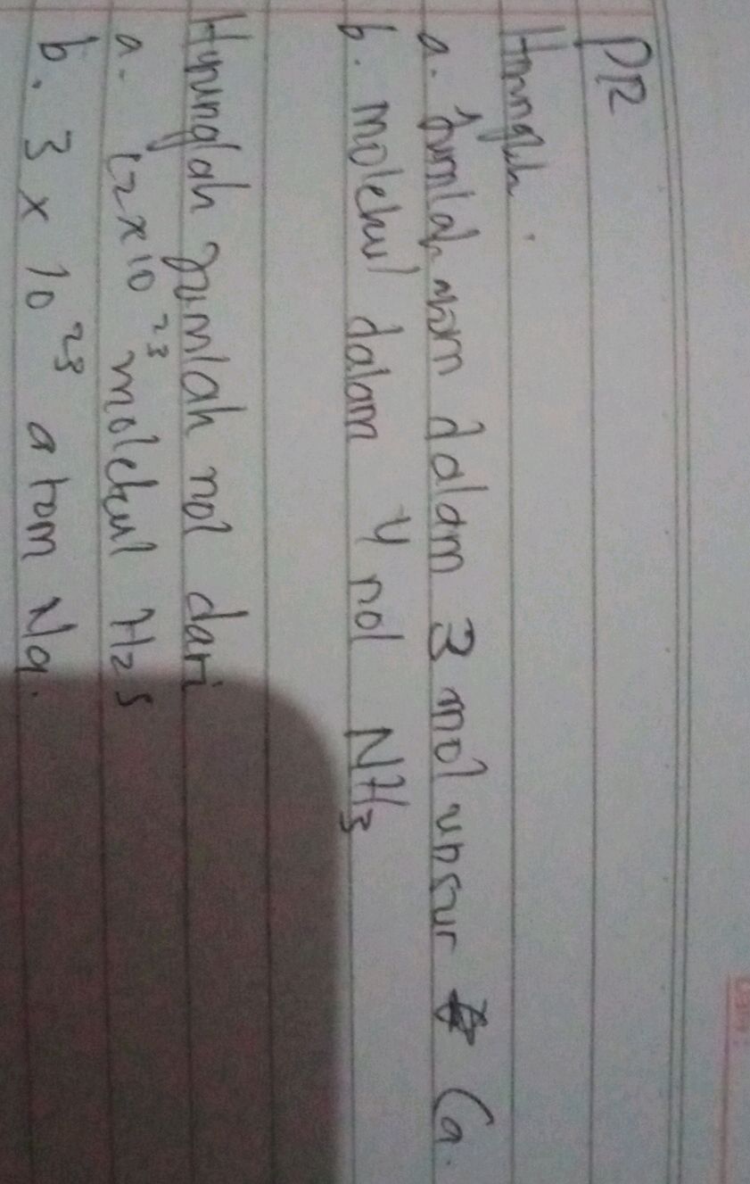 Hitunglah: a. Jumlah atom dalam 3 mol unsur | StudyX