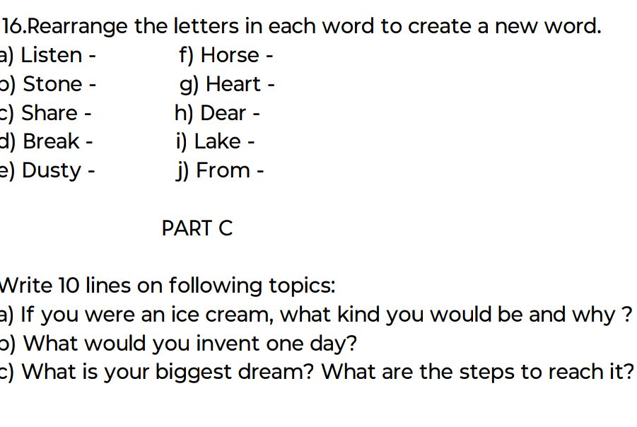 16. Rearrange the letters in each word to | StudyX