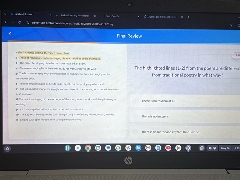 The highlighted lines (1-2) from the poem | StudyX