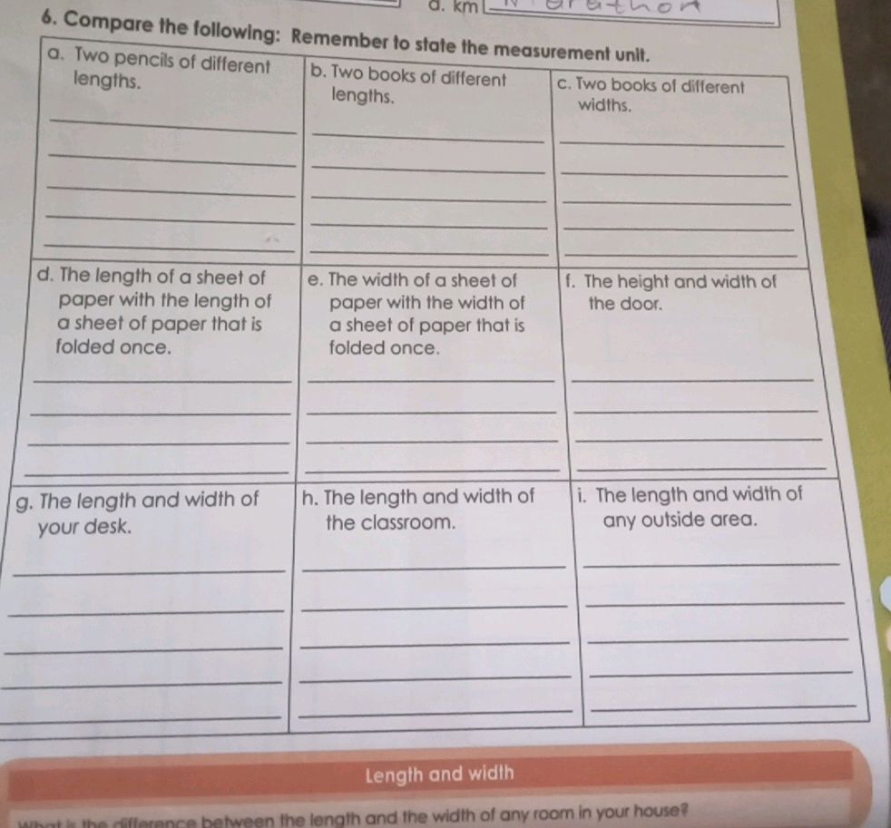Compare the following: Remember to state the