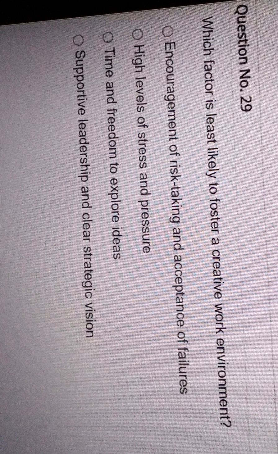 Question No. 29 Which factor is least | StudyX