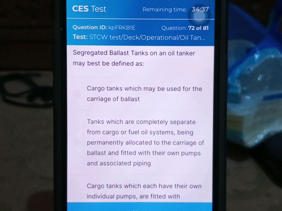 Segregated Ballast Tanks on an oil tanker | StudyX