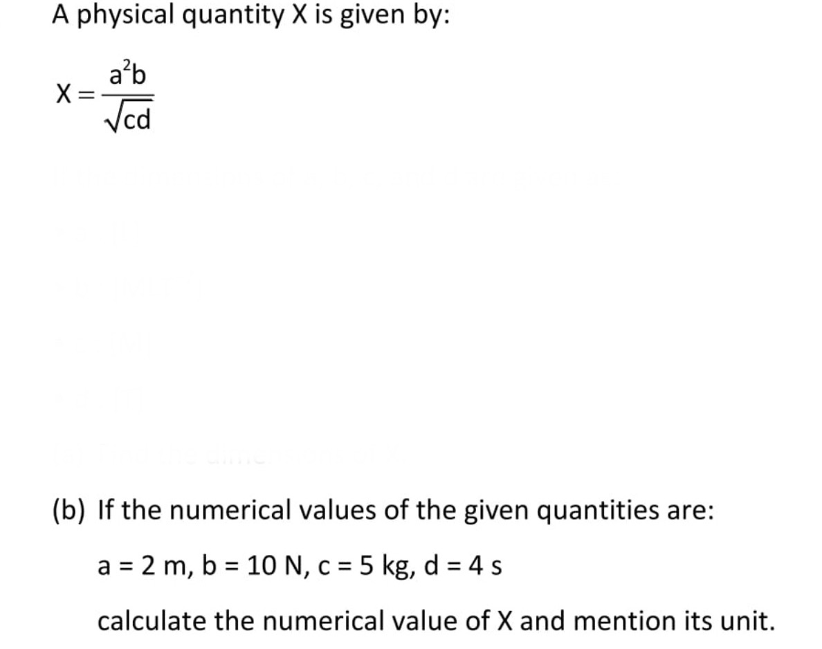 A physical quantity X is given by: $X = | StudyX