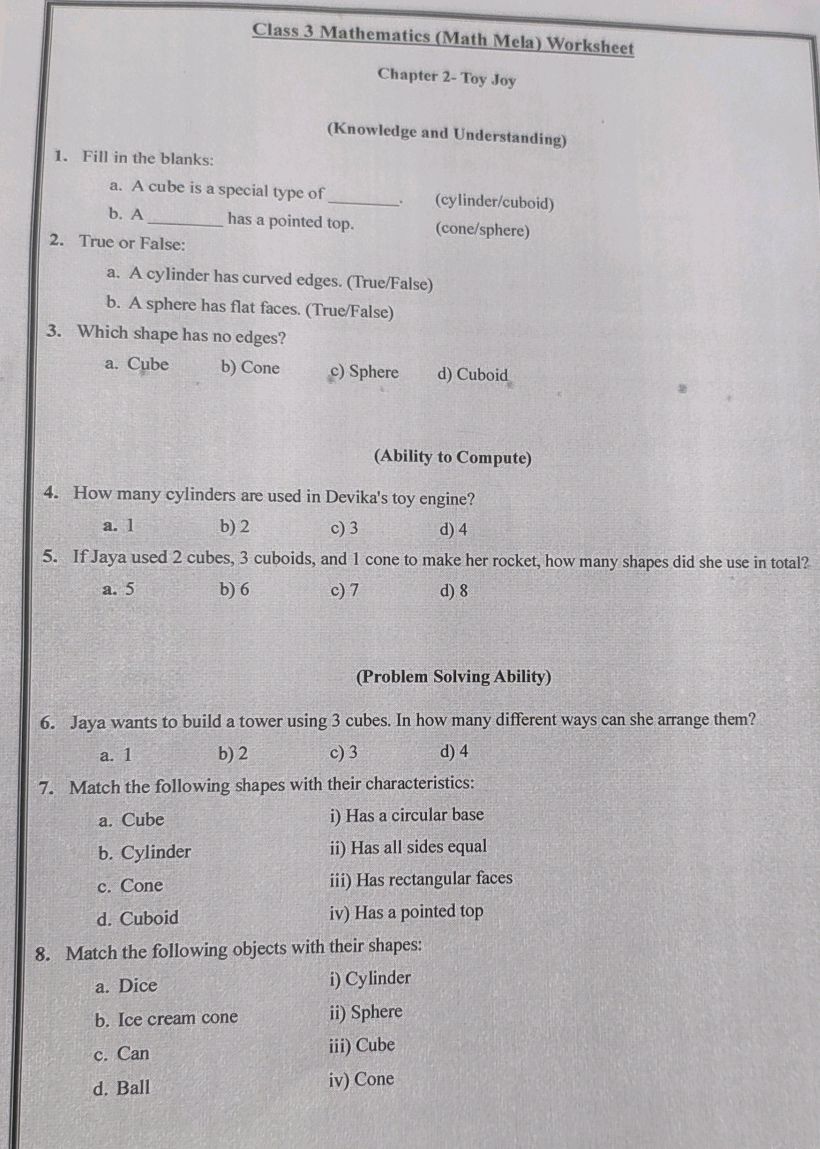 1. Fill in the blanks: a. A cube is a | StudyX