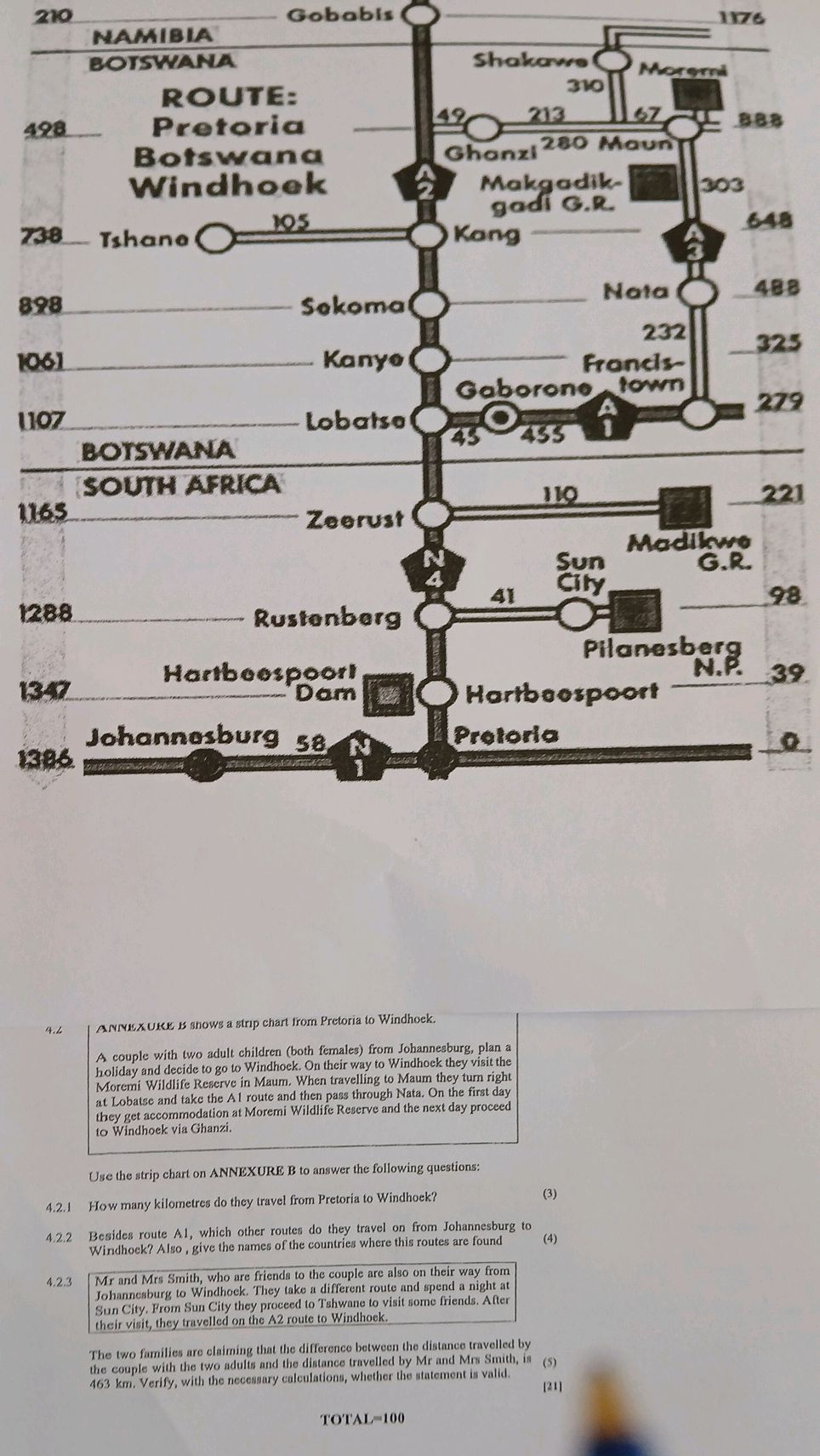 ANNEXURE B shows a strip chart from Pretoria | StudyX
