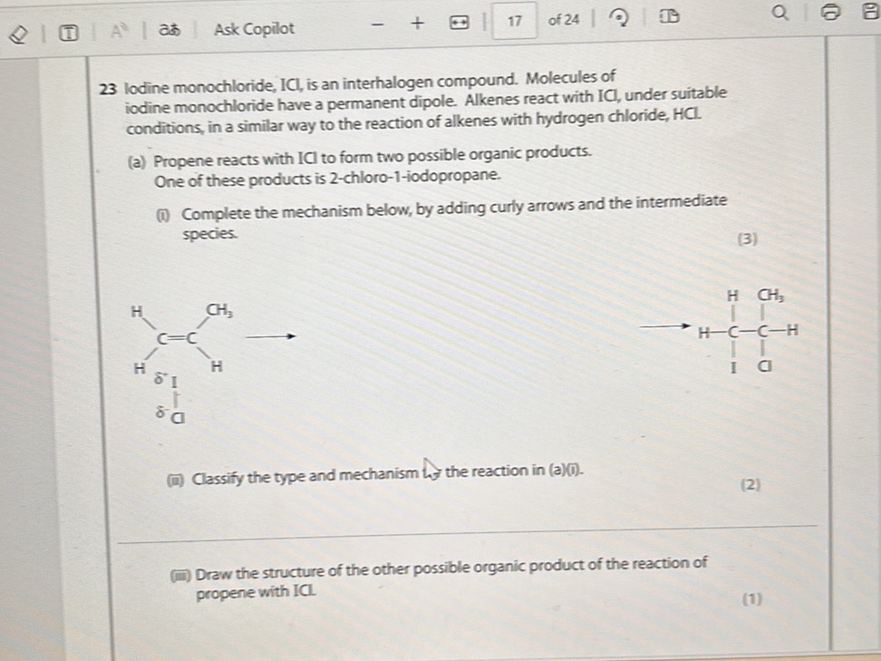 23 Iodine monochloride, ICl, is an | StudyX