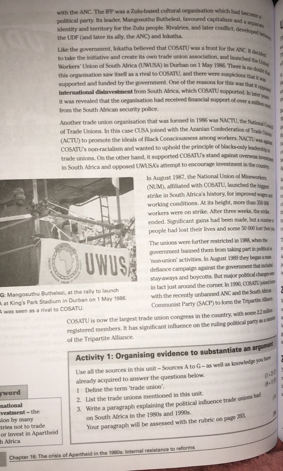Activity 1: Organising evidence to | StudyX