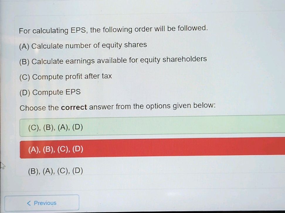 For calculating EPS, the following order | StudyX