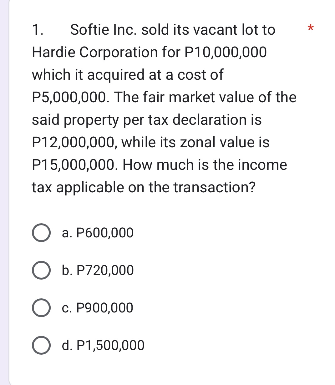 1. Softie Inc. sold its vacant lot to Hardie | StudyX