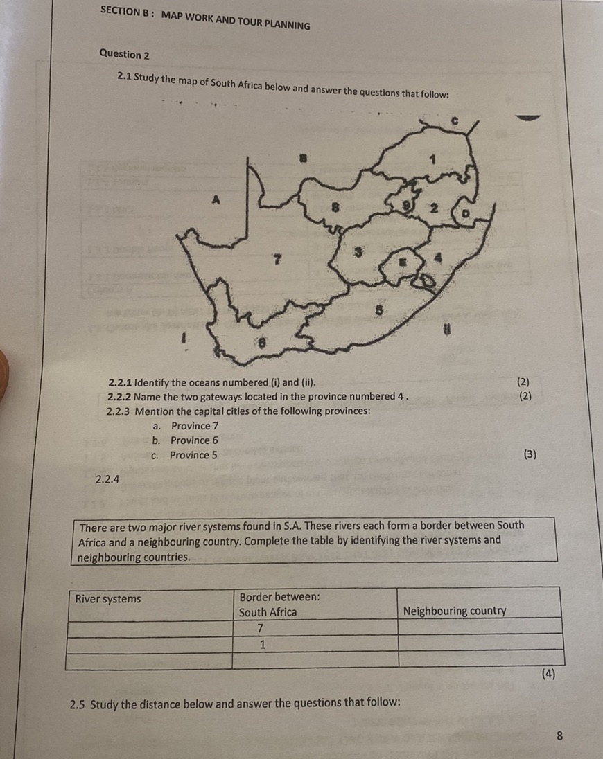 2.1 Study the map of South Africa below and | StudyX