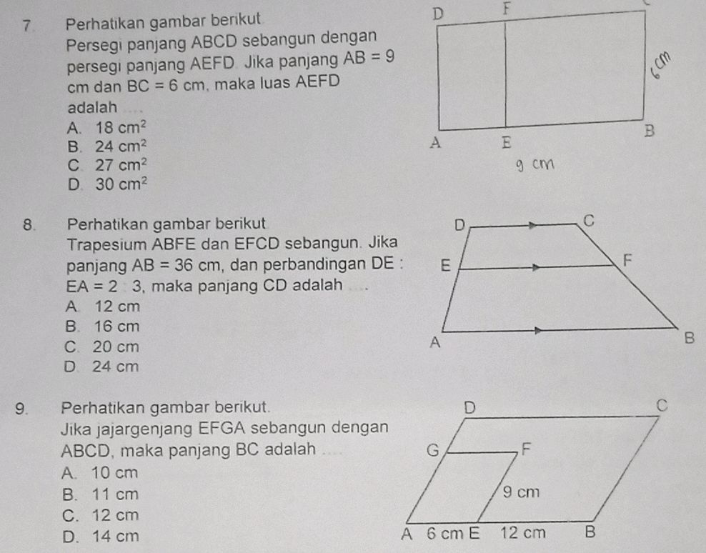 7. Perhatikan gambar berikut Persegi panjang | StudyX