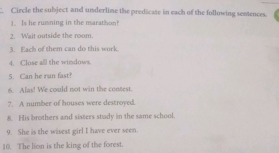 Circle the subject and underline the | StudyX