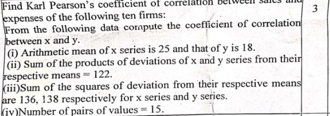 Find Karl Pearson's coefficient of | StudyX