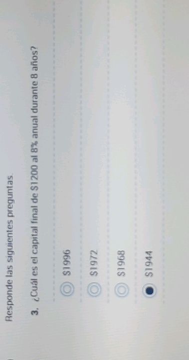 3. ¿Cuál es el capital final de $1200 al 8% | StudyX