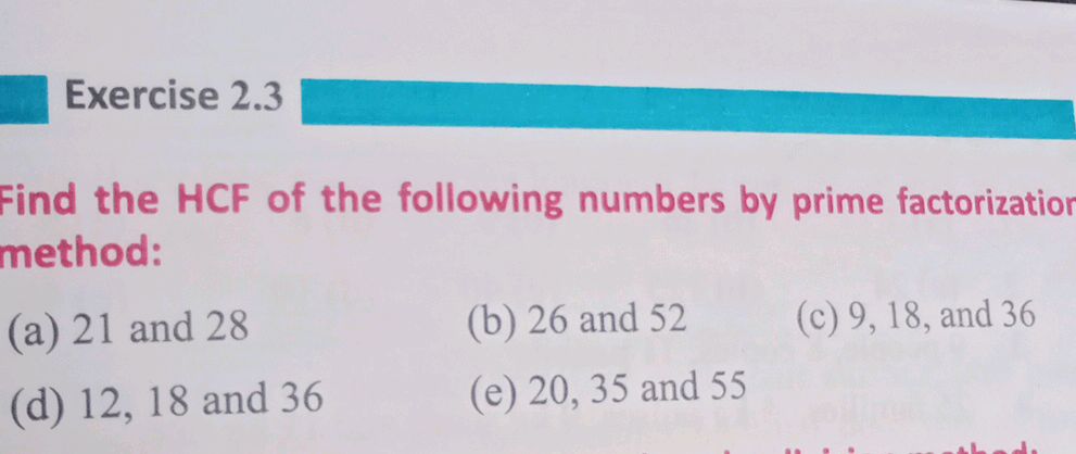 Find the HCF of the following numbers by | StudyX