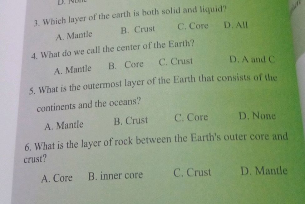 3. Which layer of the earth is both solid | StudyX
