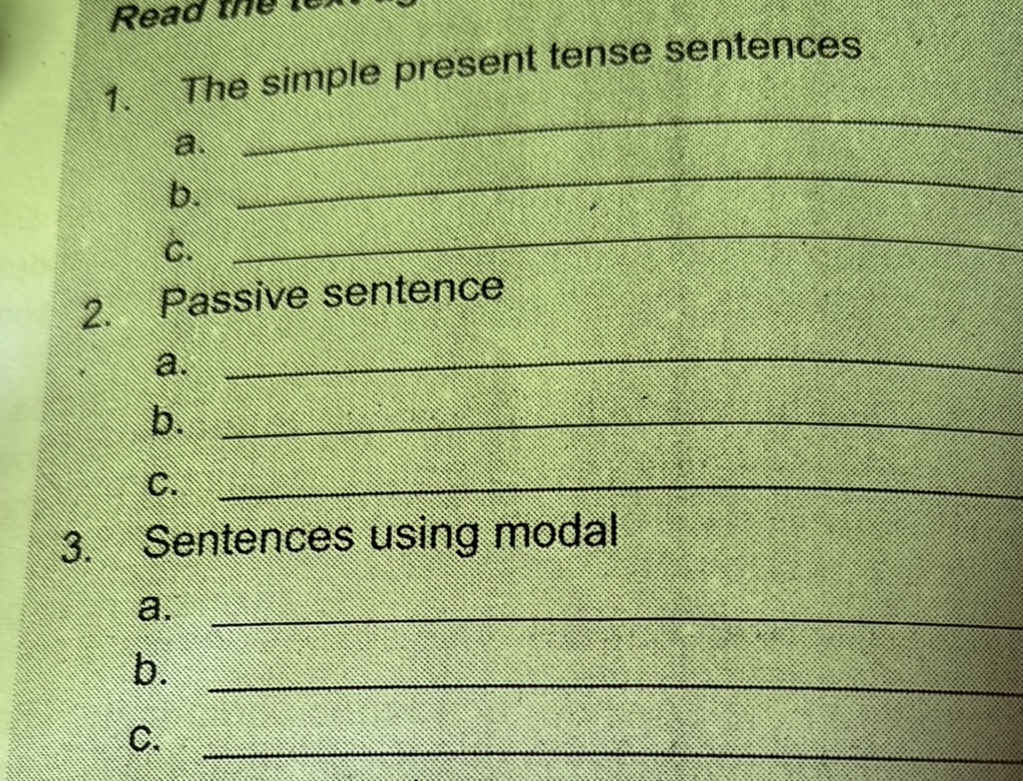 1. The simple present tense sentences a. | StudyX