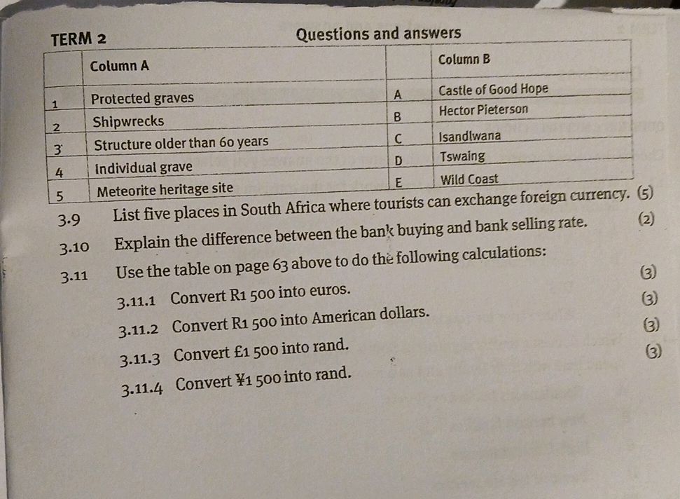 TERM 2 Questions and answers | Column A | | StudyX
