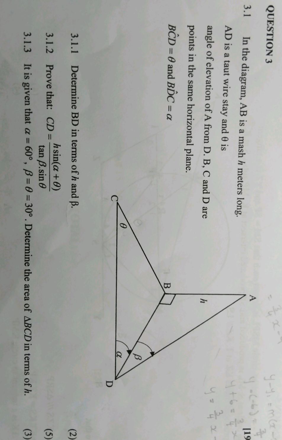 3. 1 In the diagram, AB is a mash \(h\) | StudyX