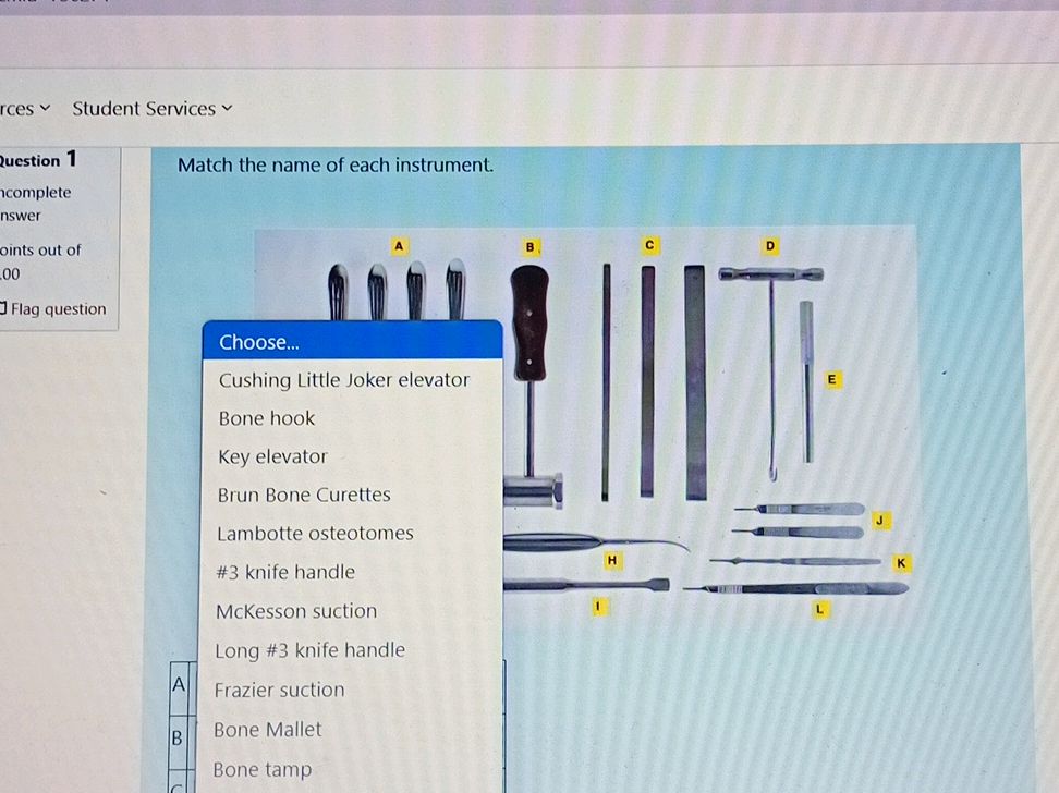 Match the name of each instrument. | StudyX