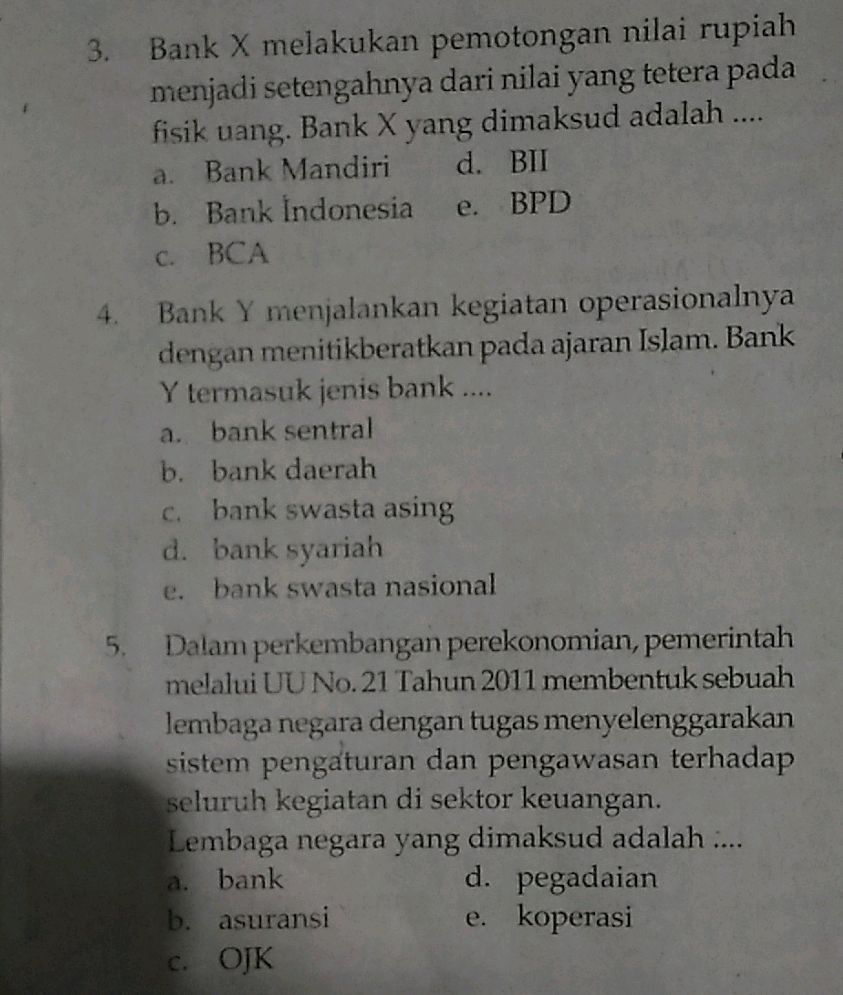 3. Bank X melakukan pemotongan nilai rupiah | StudyX