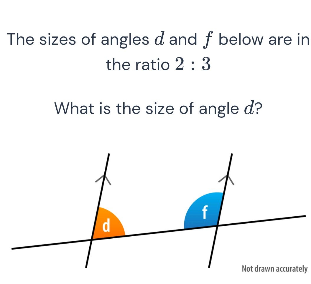 The sizes of angles $d$ and $f$ below are in | StudyX