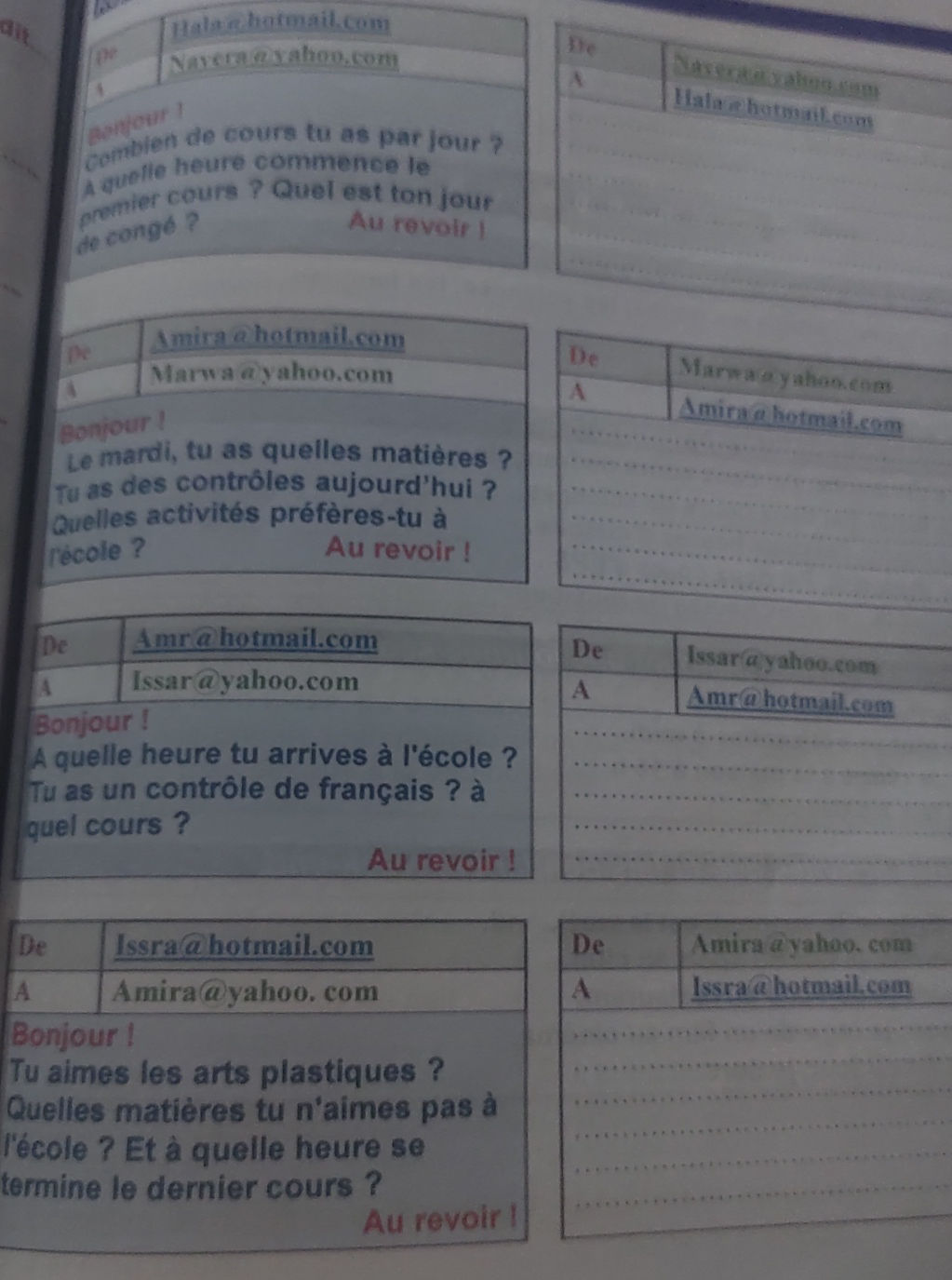 Bonjour! Combien de cours tu as par jour? A | StudyX