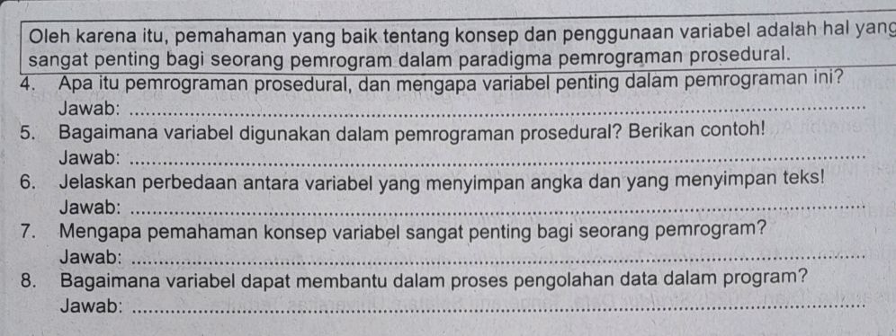 4. Apa itu pemrograman prosedural, dan | StudyX