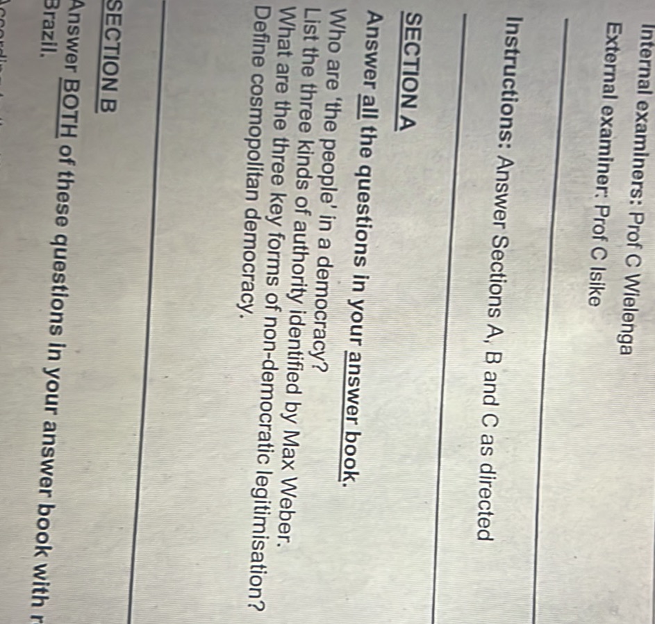 Instructions: Answer Sections A, B and C as | StudyX