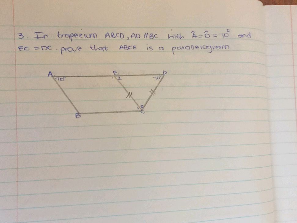 3. In trapezium ABCD, AD // BC with \( {A} = | StudyX
